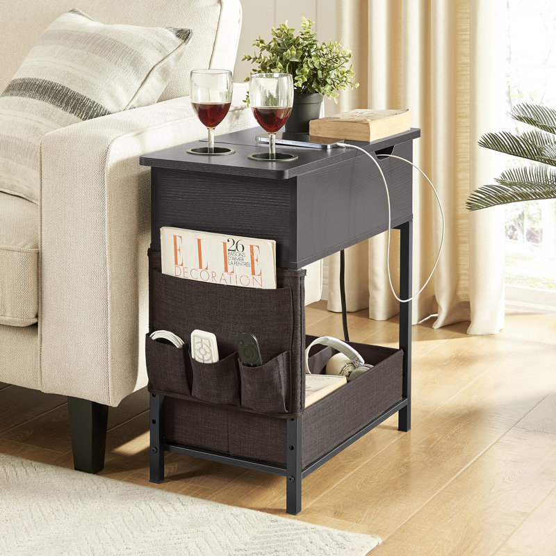 Winston Porter End Table With Power Outlet Small Side Table With USB Ports Fast Charging